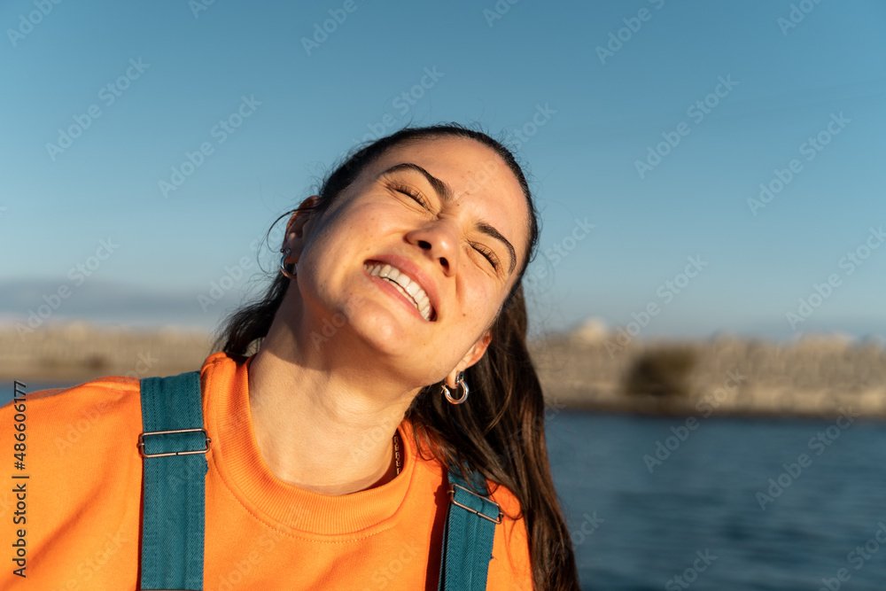 Portrait of cute fun young woman making funny faces Stock Photo | Adobe ...