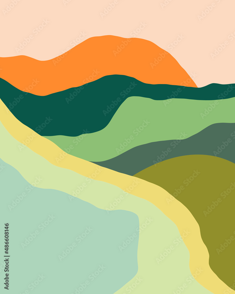 Abstract Summery Coastal Landscape Art Stock Photo | Adobe Stock