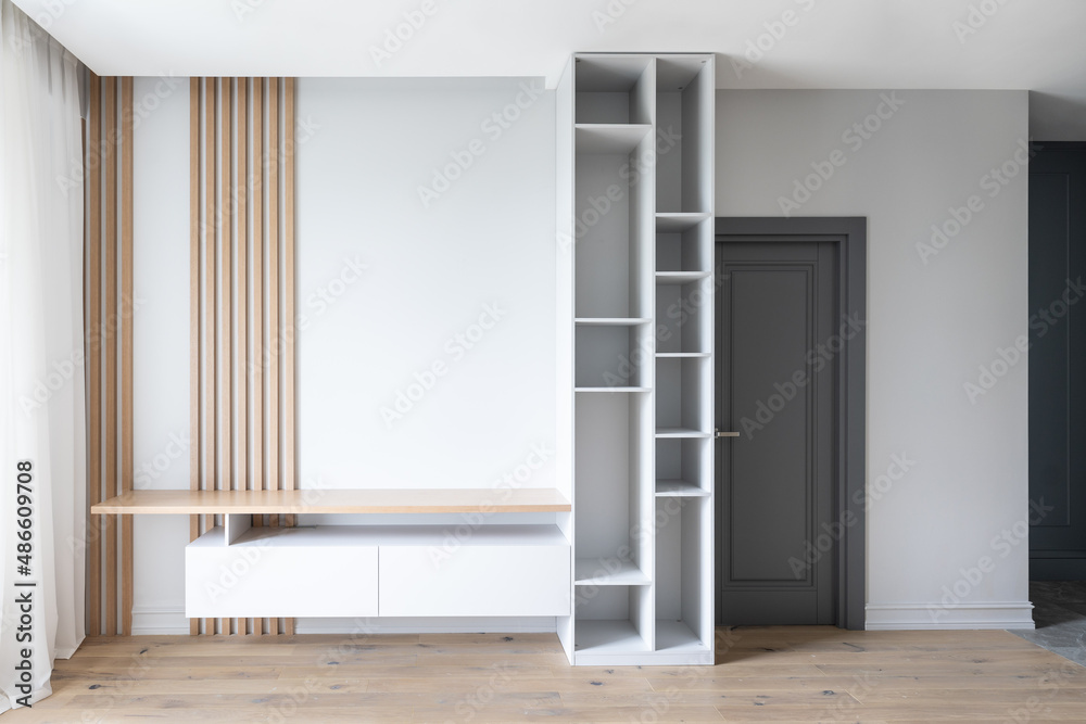 Empty living room shelf with space for a television Stock Photo | Adobe ...