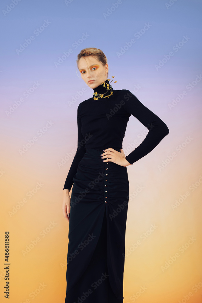Fashion Top Model In Front Of Gradient Background Stock Photo | Adobe Stock