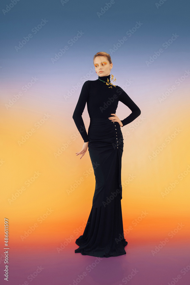 Fashion Top Model In Front Of Gradient Background Stock Photo | Adobe Stock