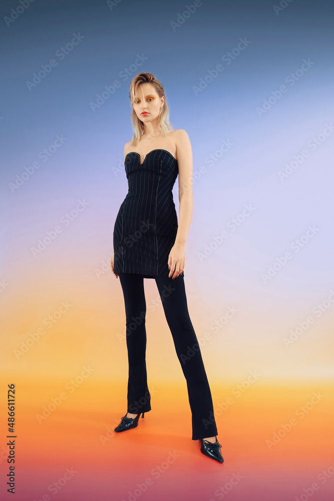 Fashion Top Model In Front Of Gradient Background Stock-Foto | Adobe Stock
