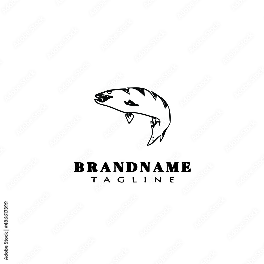 barracuda fish logo cartoon icon design template black isolated vector ...