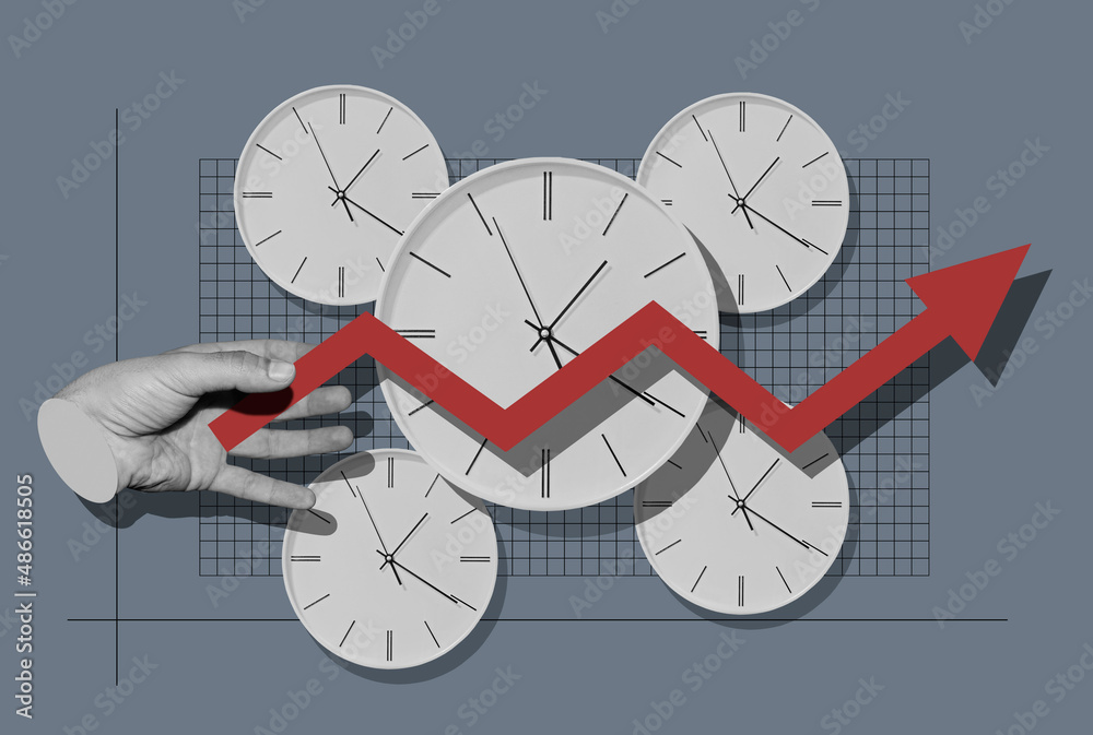 Hand Holding Growth Chart and clocks Stock Photo | Adobe Stock