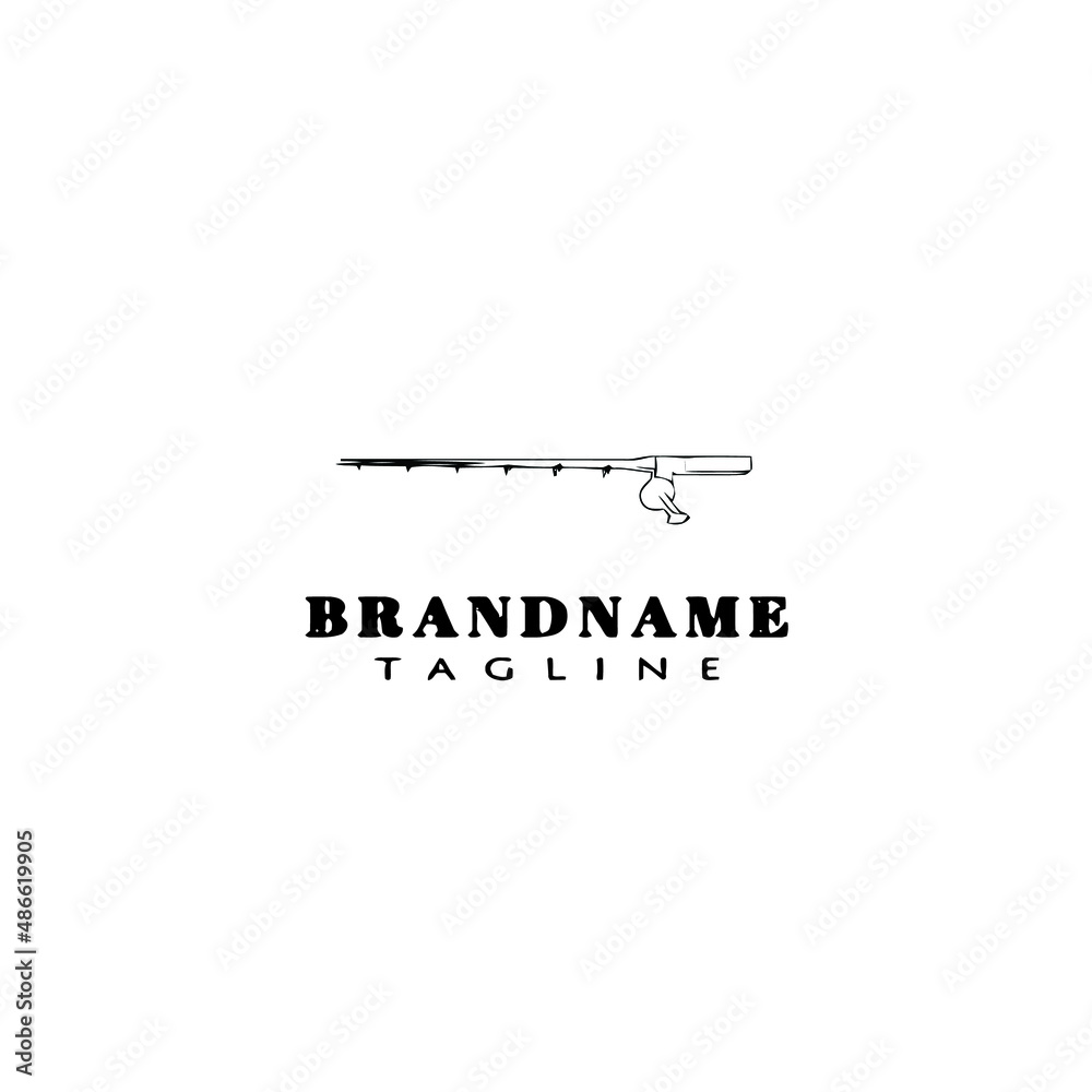 fishing rod logo cartoon design template icon black isolated vector ...