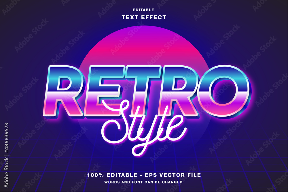 80's retro style editable text effect Stock Vector | Adobe Stock