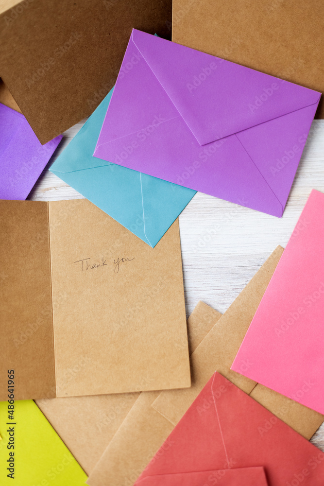 Thank you card and envelopes Stock Photo | Adobe Stock