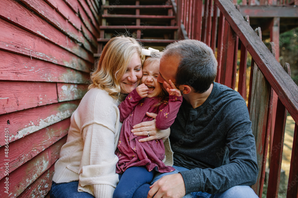 Happy Family of 3 Stock Photo | Adobe Stock