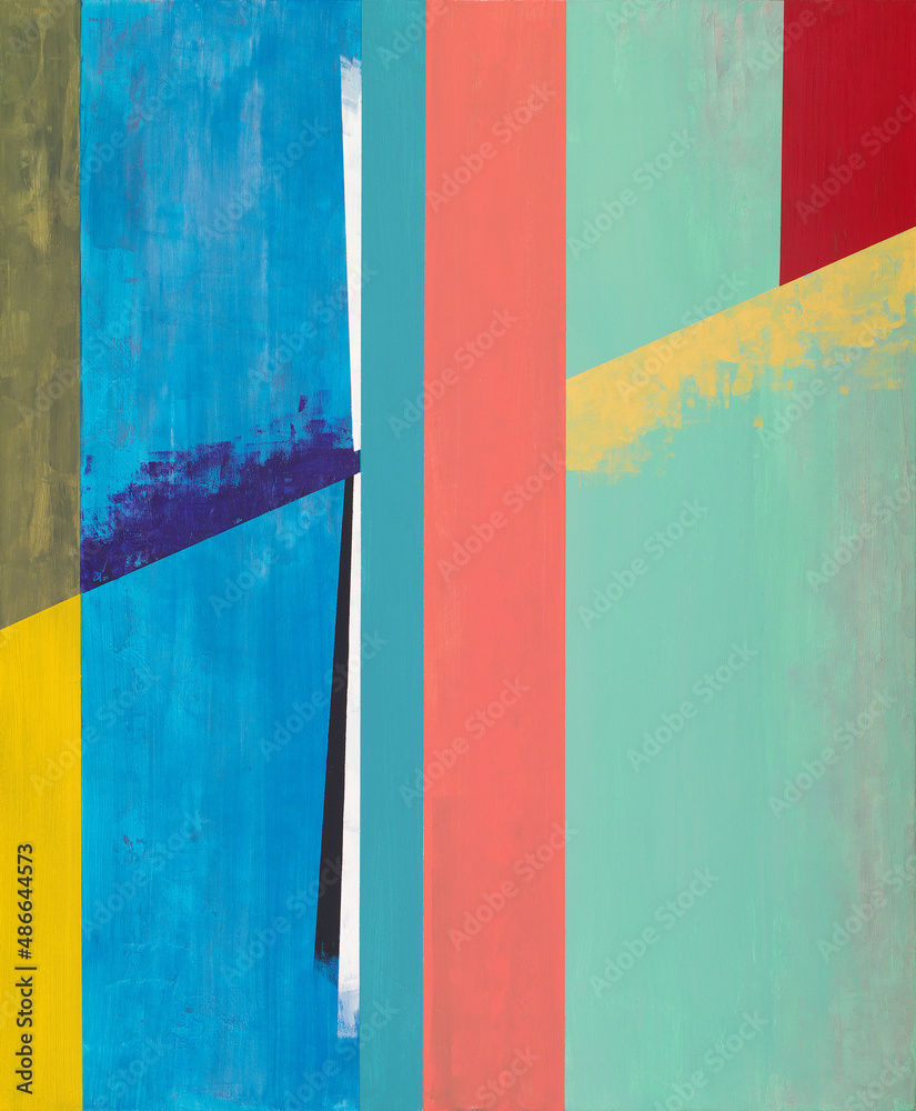 Abstract painting with strips of color and a diagonal. Stock Photo ...