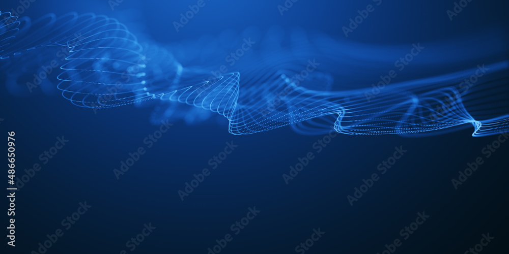 abstract beautiful wave technology background with blue light effect ...