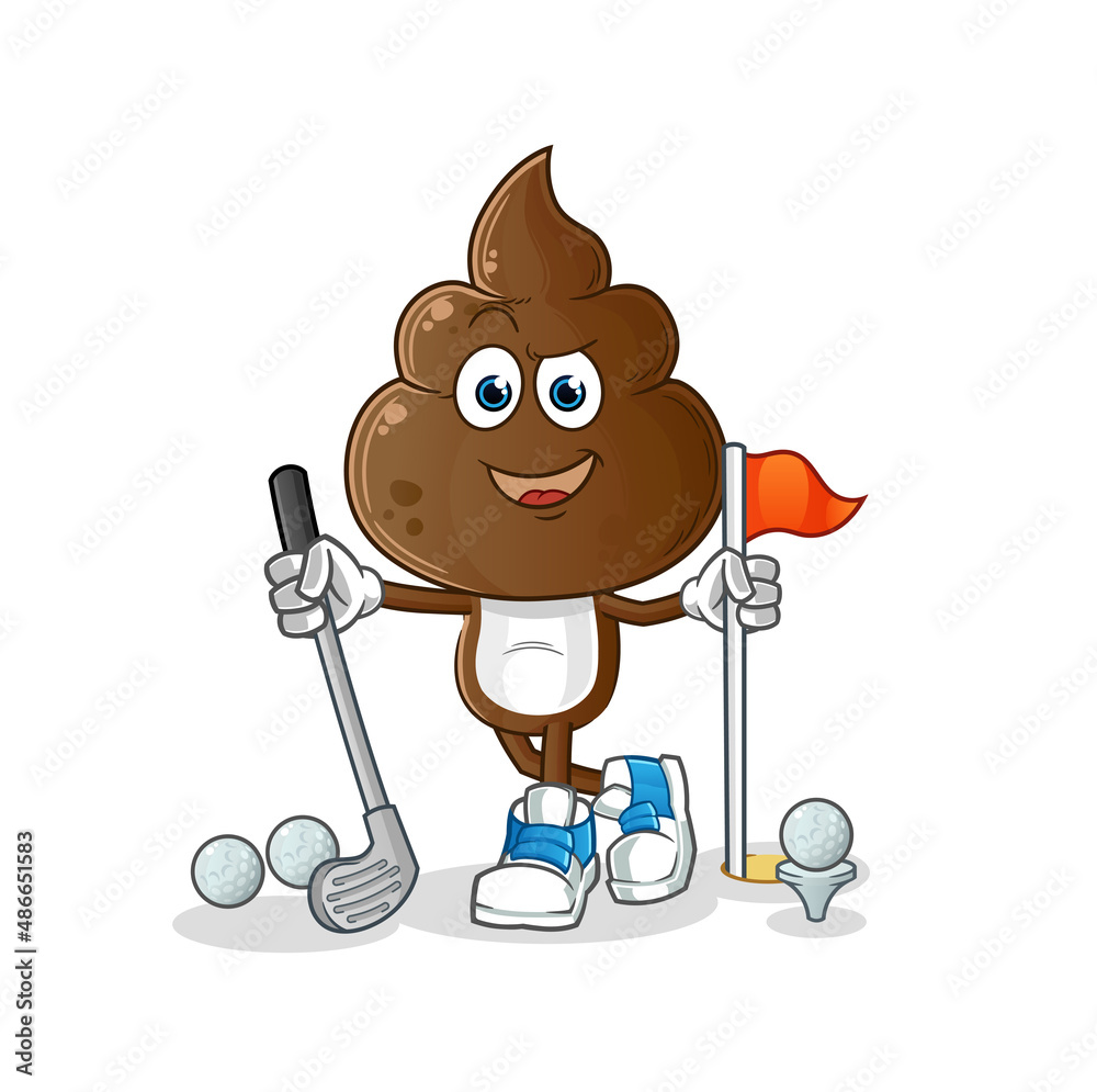 human shit head cartoon playing golf vector. cartoon character Stock ...