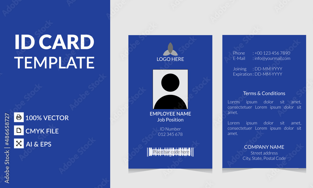 Solid background id card design template front and backside Stock ...
