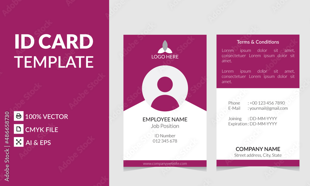 Simple geometric shape id card design template front and backside Stock ...
