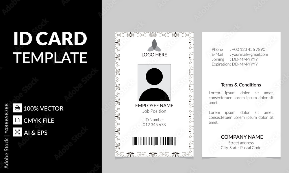 Floral pattern id card design template front and backside Stock Vector ...