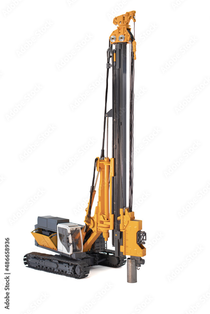 Hydraulic drilling rig isolated on white background. Caterpillar ...