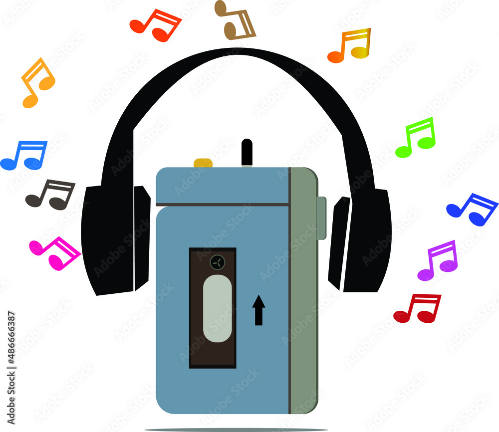 Vector illustration of 90s walkman Stock Vector | Adobe Stock