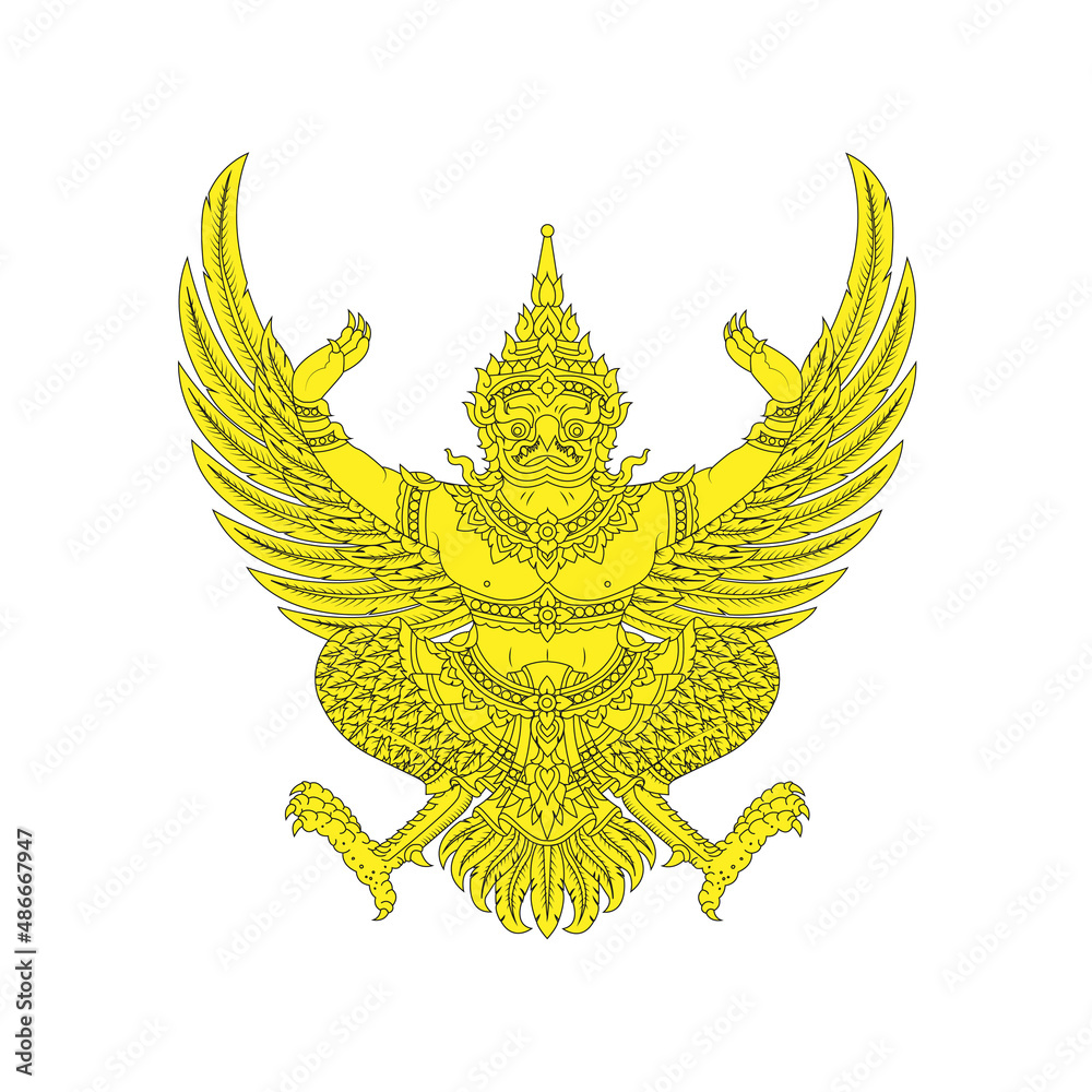 Garuda's bird on a white background. Image of a half-bird, half-man ...