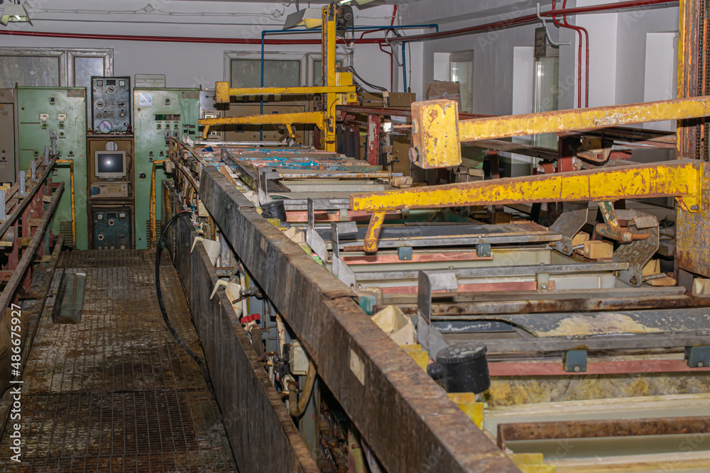 galvanic baths for electrolytic copper plating Stock Photo | Adobe Stock