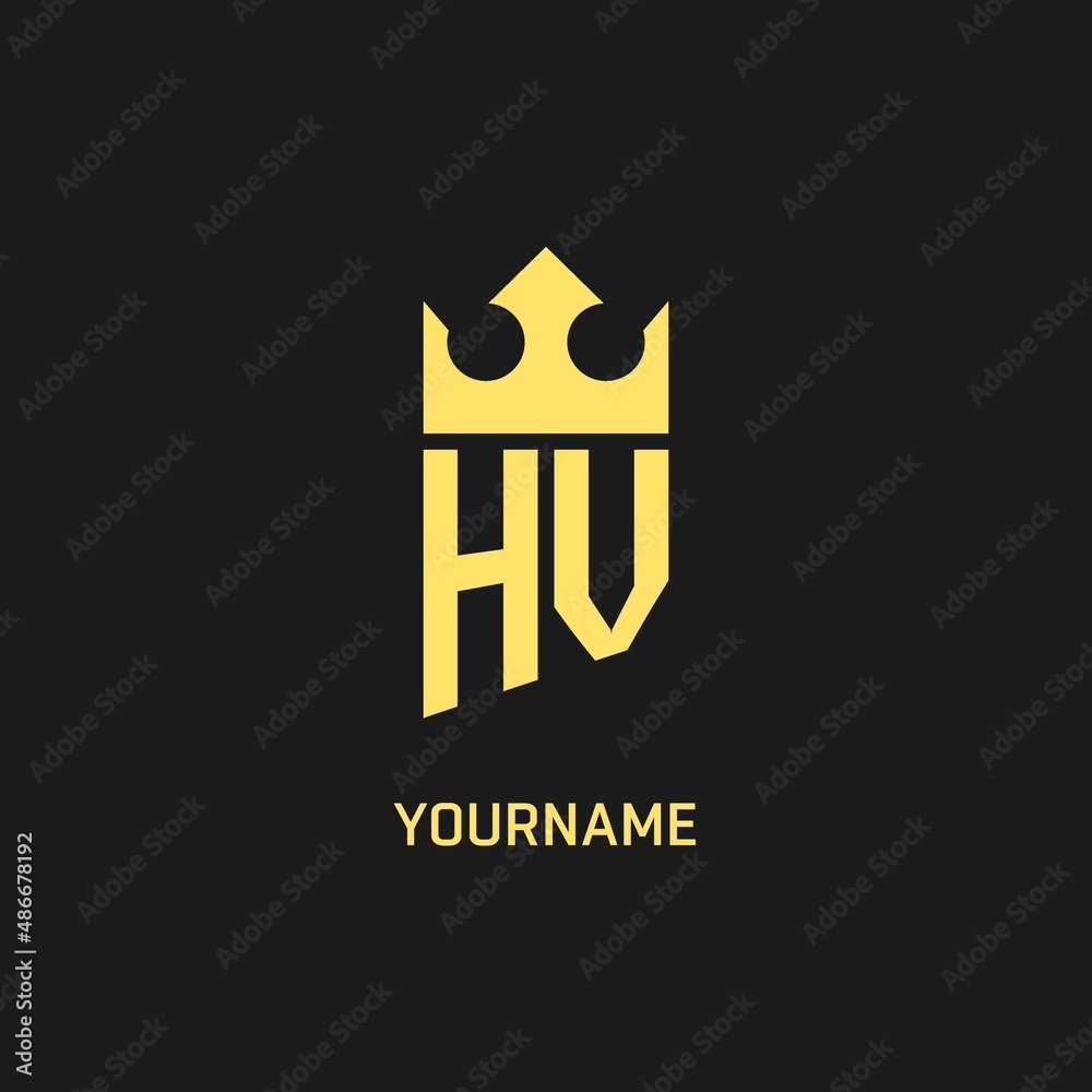 Monogram HV logo shield crown shape, elegant and luxury initial logo ...