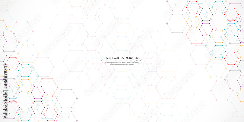 Abstract background with geometric shapes and hexagon pattern Stock ...