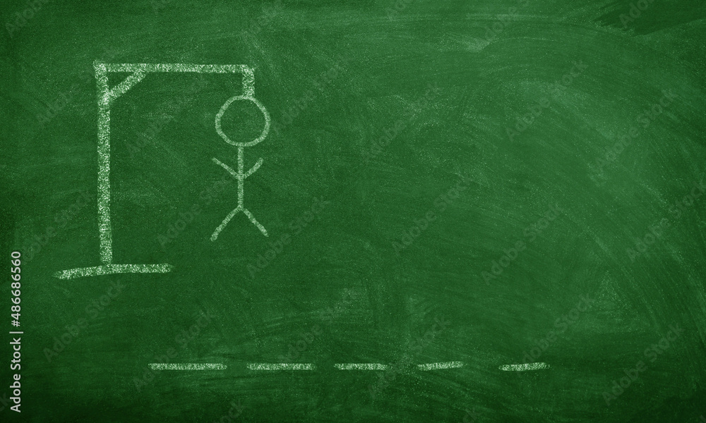 Photo & Art Print Hangman game Guess letters on Chalkborard kids game ...