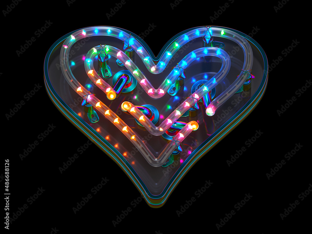 Blink led font. Colorful light. Heart symbol Stock Illustration | Adobe ...
