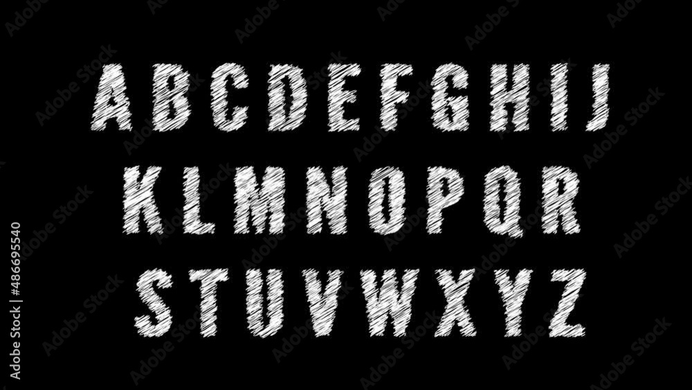 Scribble Alphabets Set Animation on black background. Animated Doodle ...