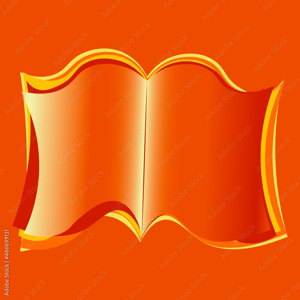 Illustration on a square background - open book, reading, literature ...