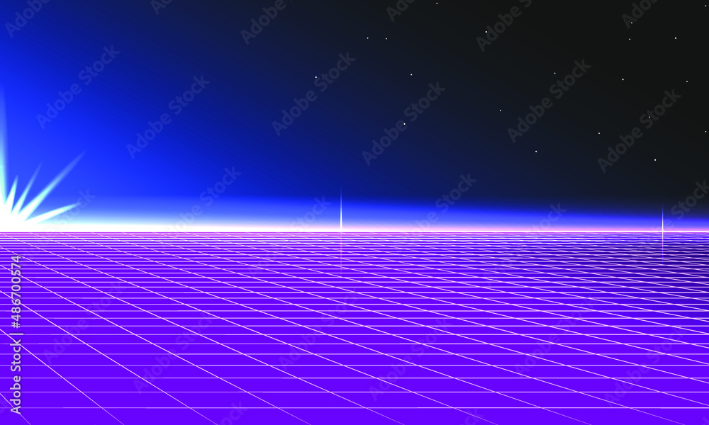 Retro cyberpunk style 80s Sci-Fi Background Futuristic with laser grid ...