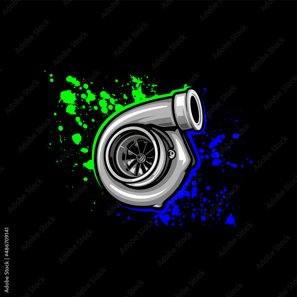 Turbo Performance Automotive Designs In Black Background Stock Vector ...