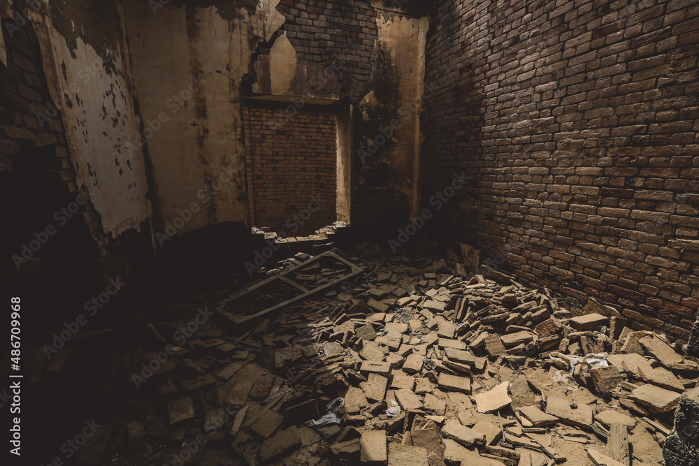 Interior View of the Brick Sandy Arches and Inside Room Ruins of the ...