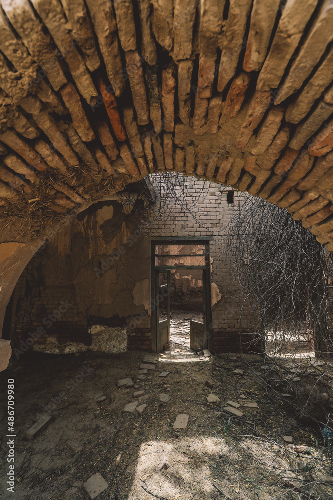 Interior View of the Brick Sandy Arches and Inside Room Ruins of the ...