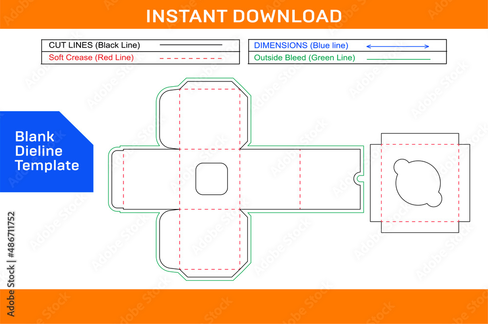 Cake box,square display cake box dieline template and 3d box design ...
