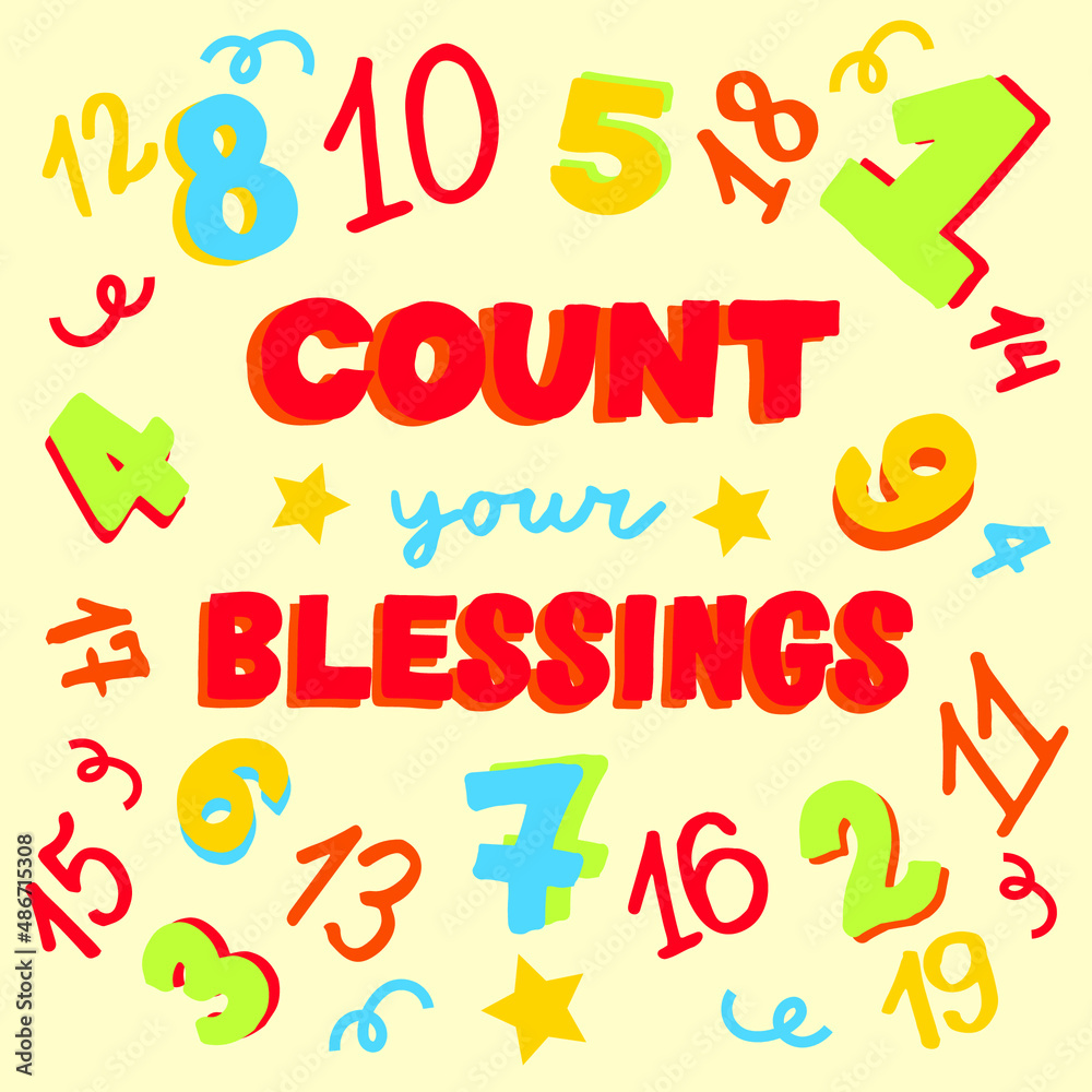 Hand lettering with Bible Quote Count your blessings. Biblical kids ...