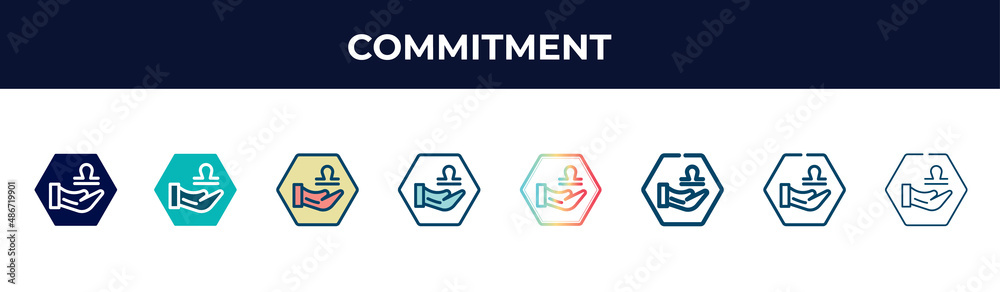 Commitment Vector Icon In 8 Different Modern Styles Black Two Colored Commitment Icons