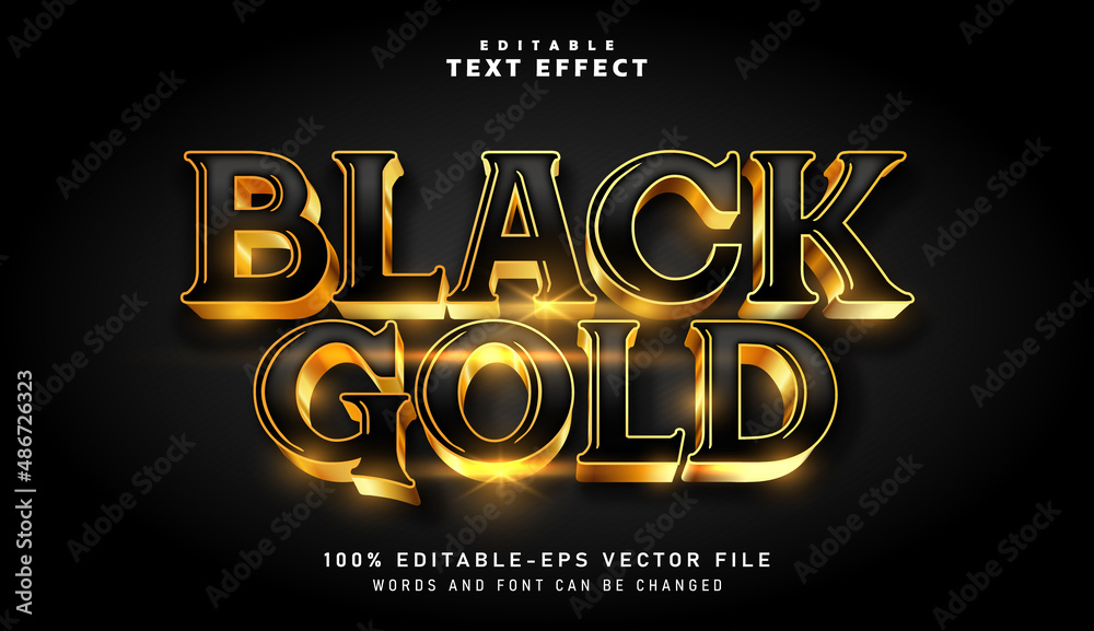 3D Black Gold text effect - Editable text effect Stock Vector | Adobe Stock