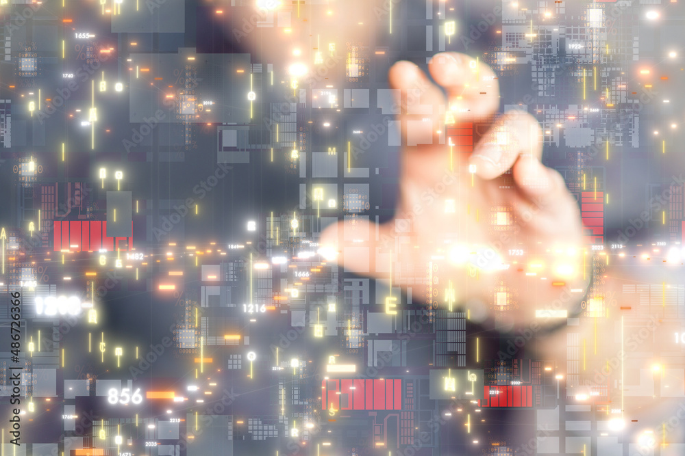 Neural network 3D illustration. Big data and cybersecurity Stock Photo ...