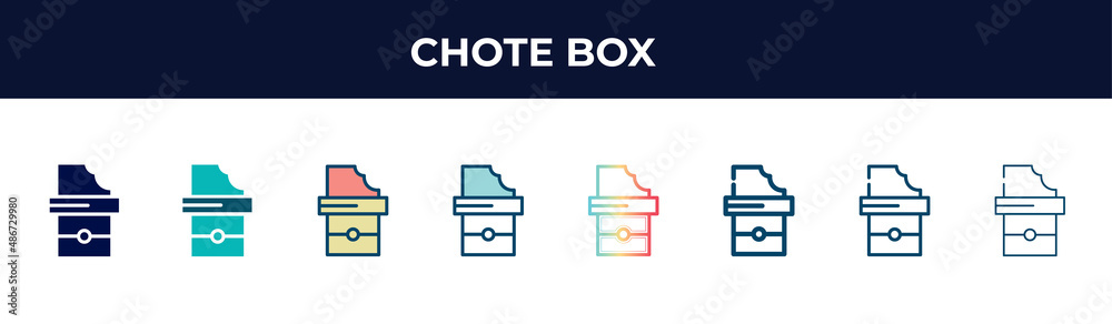 chote box vector icon in 8 different modern styles. black, two colored ...