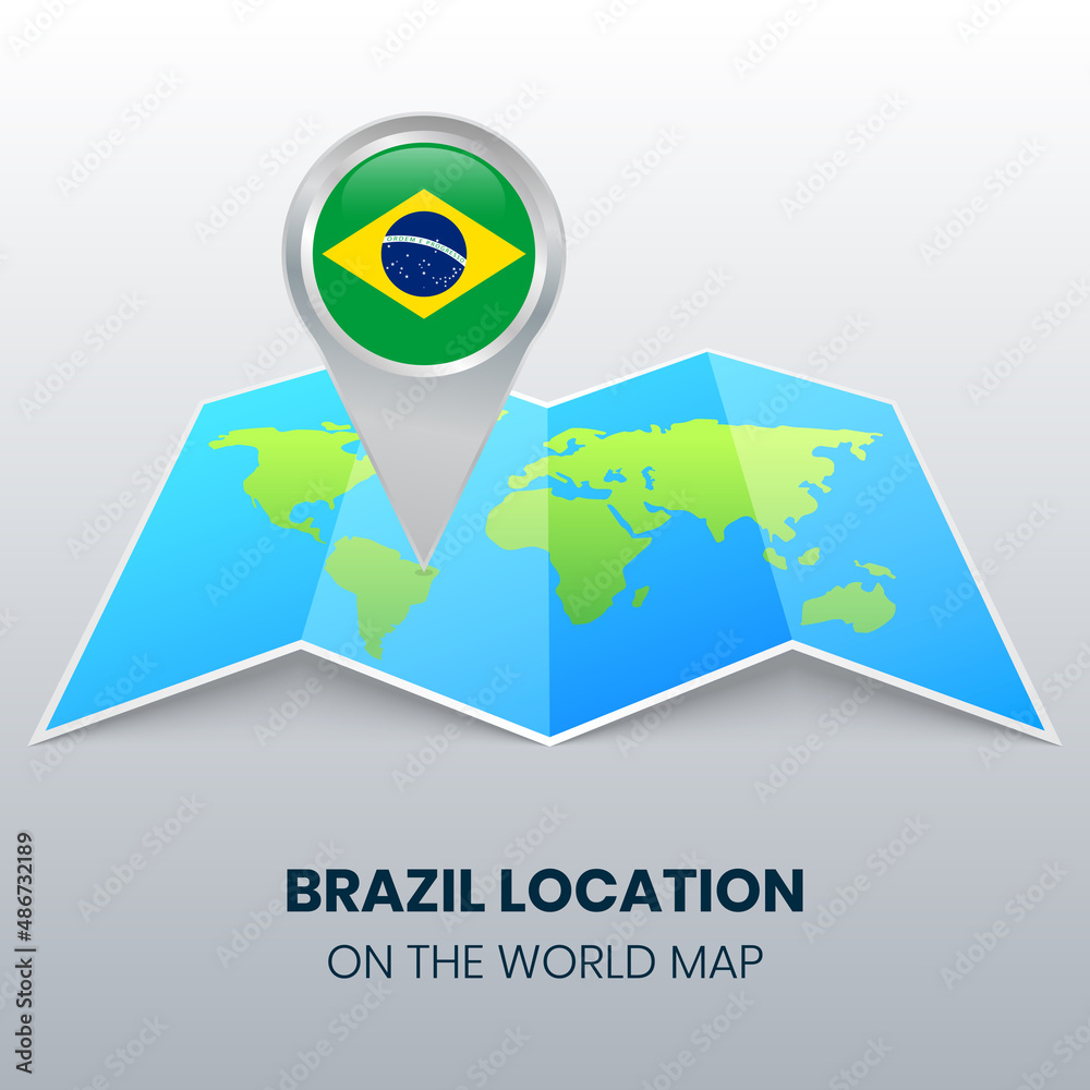 Location icon of brazil on the world map, Round pin icon of Brazil ...