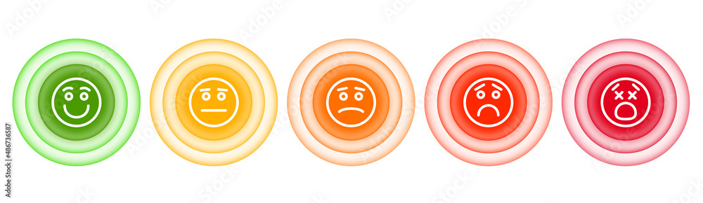Pain scale. Hurt abstract assessment with circle pain target symbols ...