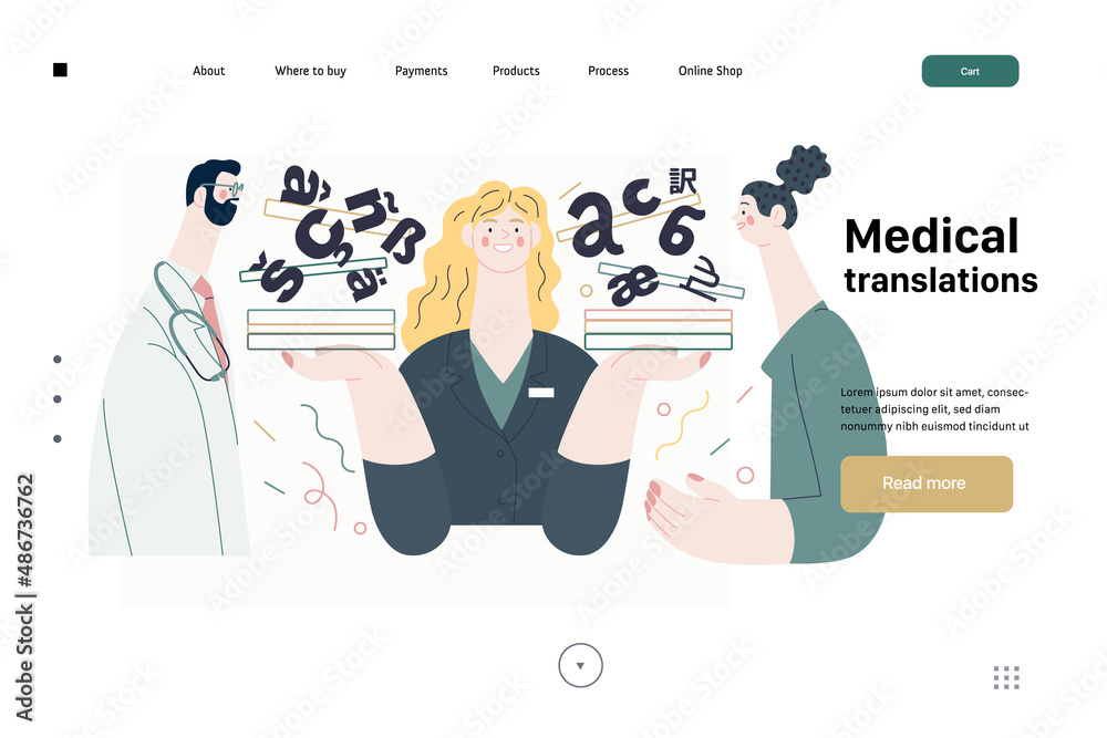 Medical translations -medical insurance web template -modern flat ...