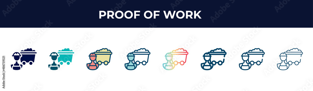 proof of work vector icon in 8 different modern styles. black, two ...