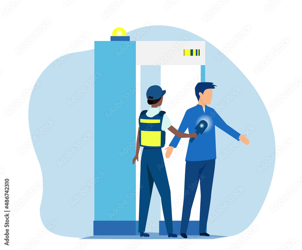 Photo & Art Print Vector of an airport security guard checking ...