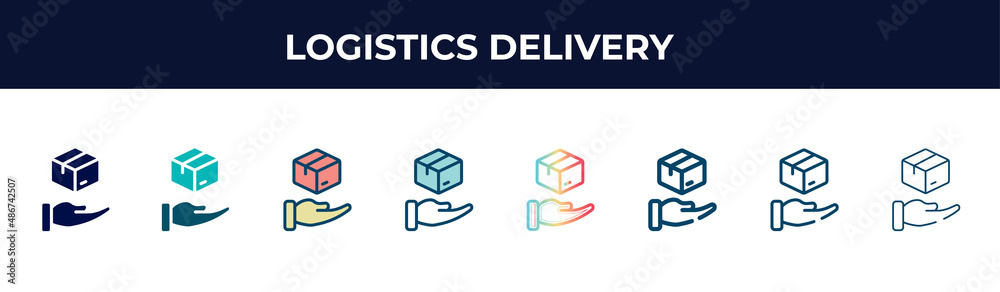 logistics delivery vector icon in 8 different modern styles. black, two ...