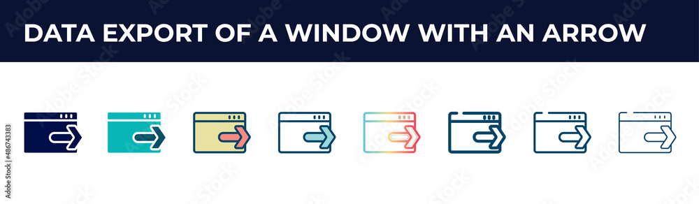 data export of a window with an arrow vector icon in 8 different modern ...