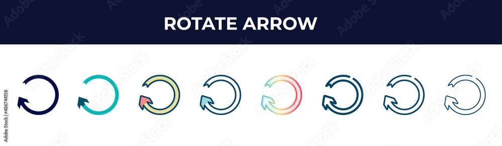 rotate arrow vector icon in 8 different modern styles. black, two ...
