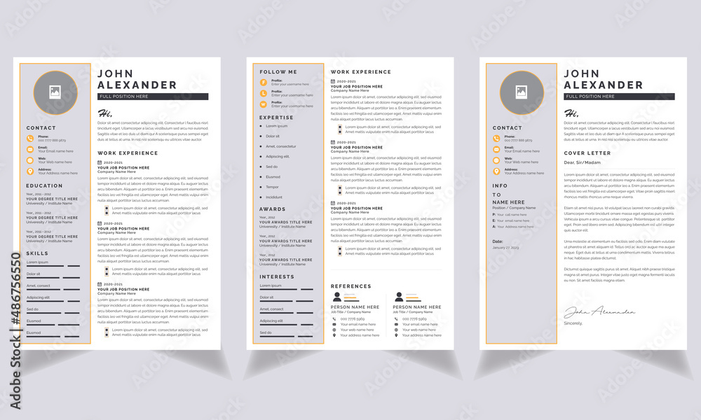 Modern Resume Layout Kit Job Applications, Minimalist resume cv ...