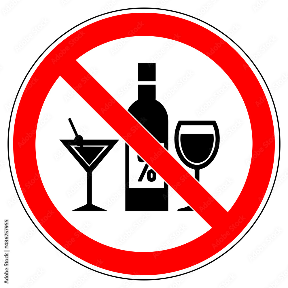 vsrr692 VectorSignRoundRed vsrr - german: Alkohol verboten . english ...