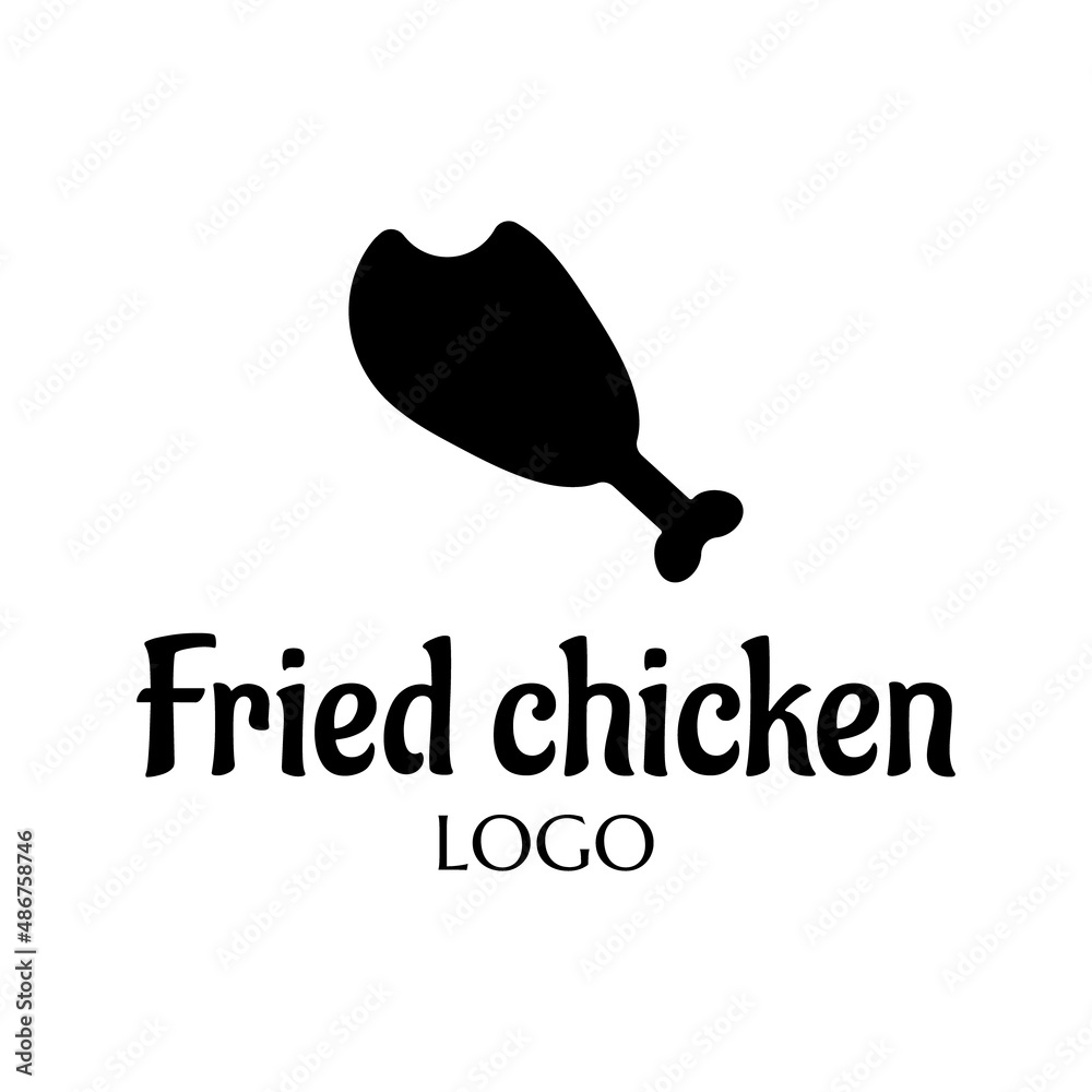 fast food vector logo sticker with text and chicken drumstick. label ...