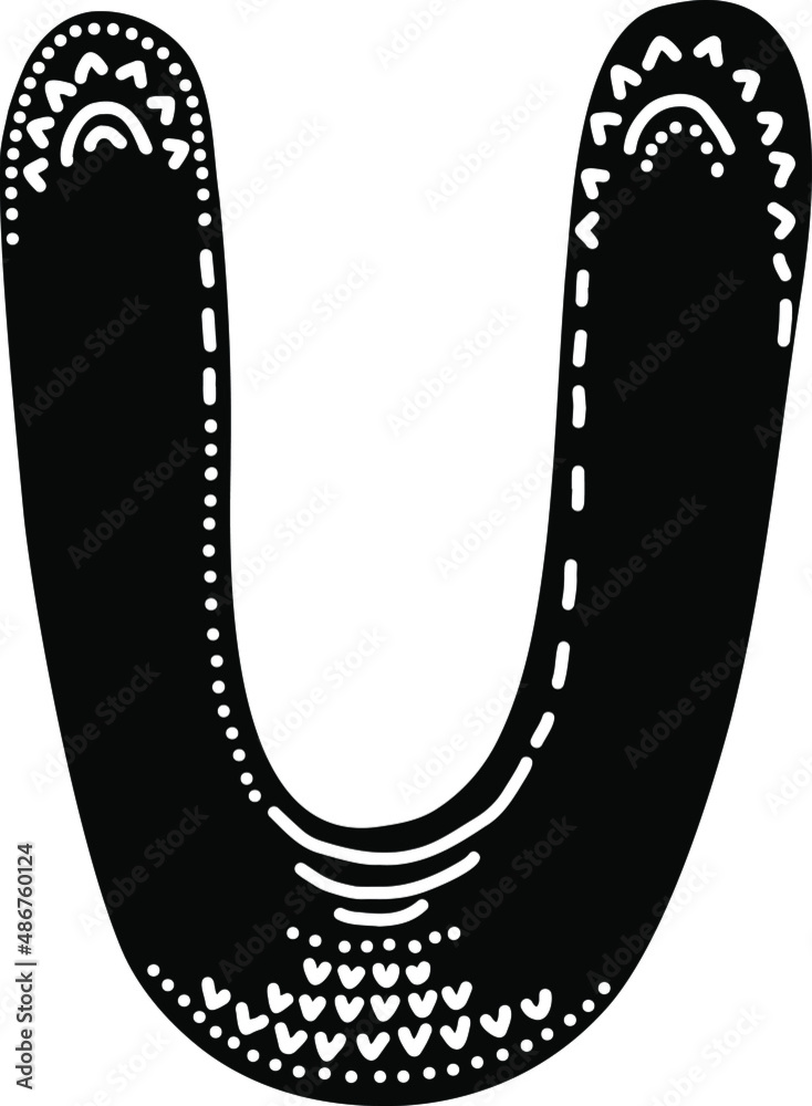 Latin letter "U". Vector black illustration isolated on a white ...